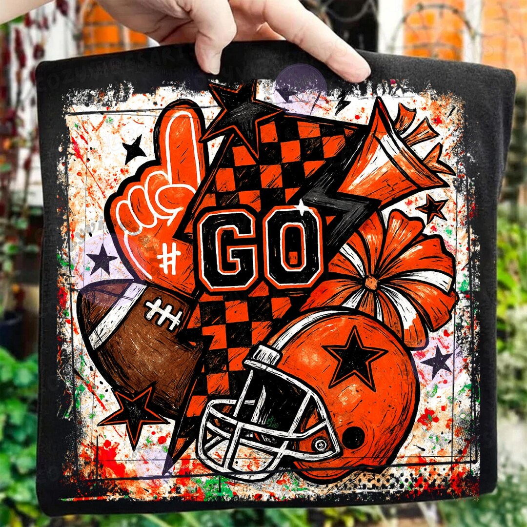 Preppy Football Png, Team Orange Football Shirt Sublimation, Game Day ...