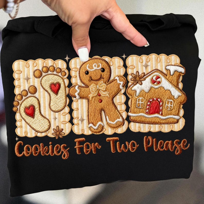 Latch Hook Faux Yarn Cookies for Two PNG, Crochet Gingerbread Baby Reveal Sublimation, Cute ...
