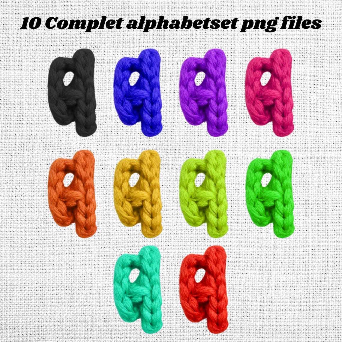 Charming Crochet Faux Yarn Christmas Alphabet PNG Font Set, Holiday ...