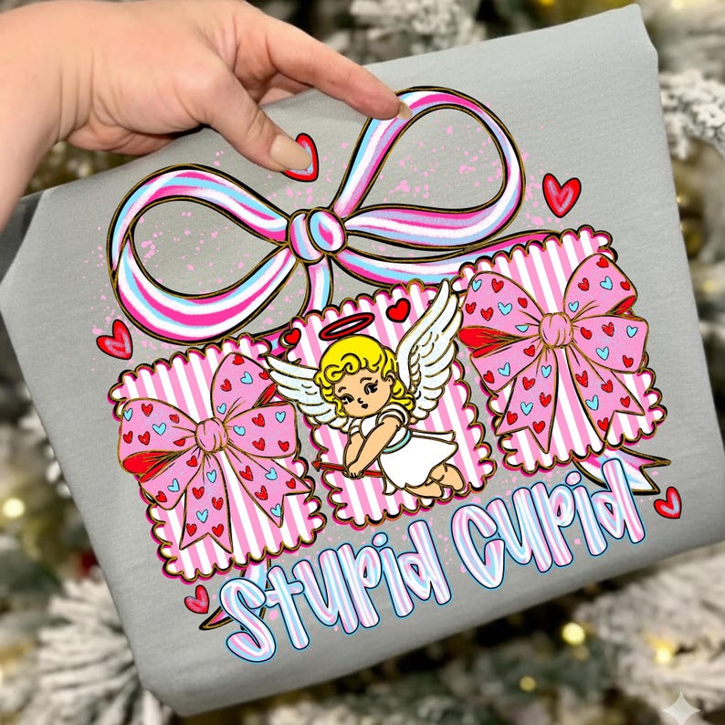 Stupid Cupid PNG, Funny Valentine Sublimation Design, Cute Coquette Bow ...
