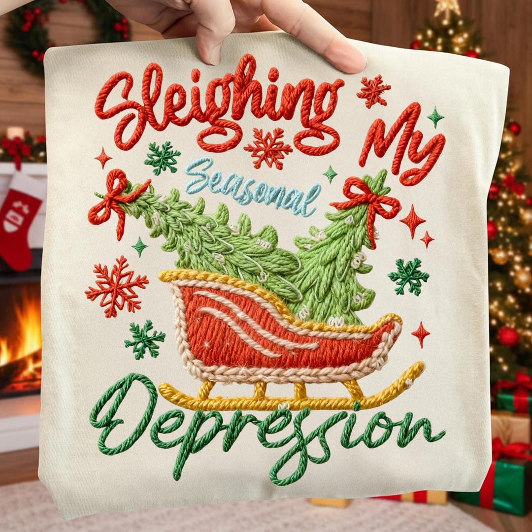 Latch Hook Faux Yarn Sleighing My Seasonal Depression PNG, Crochet ...