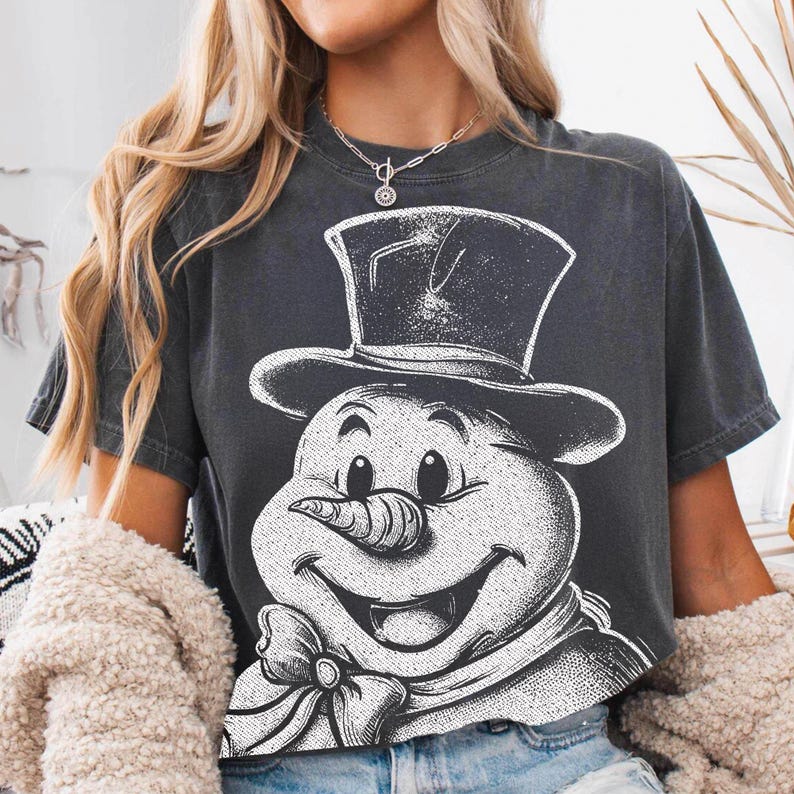 Retro Vintage Preppy Christmas PNG, Brushstrokes Glitter Snowman ...