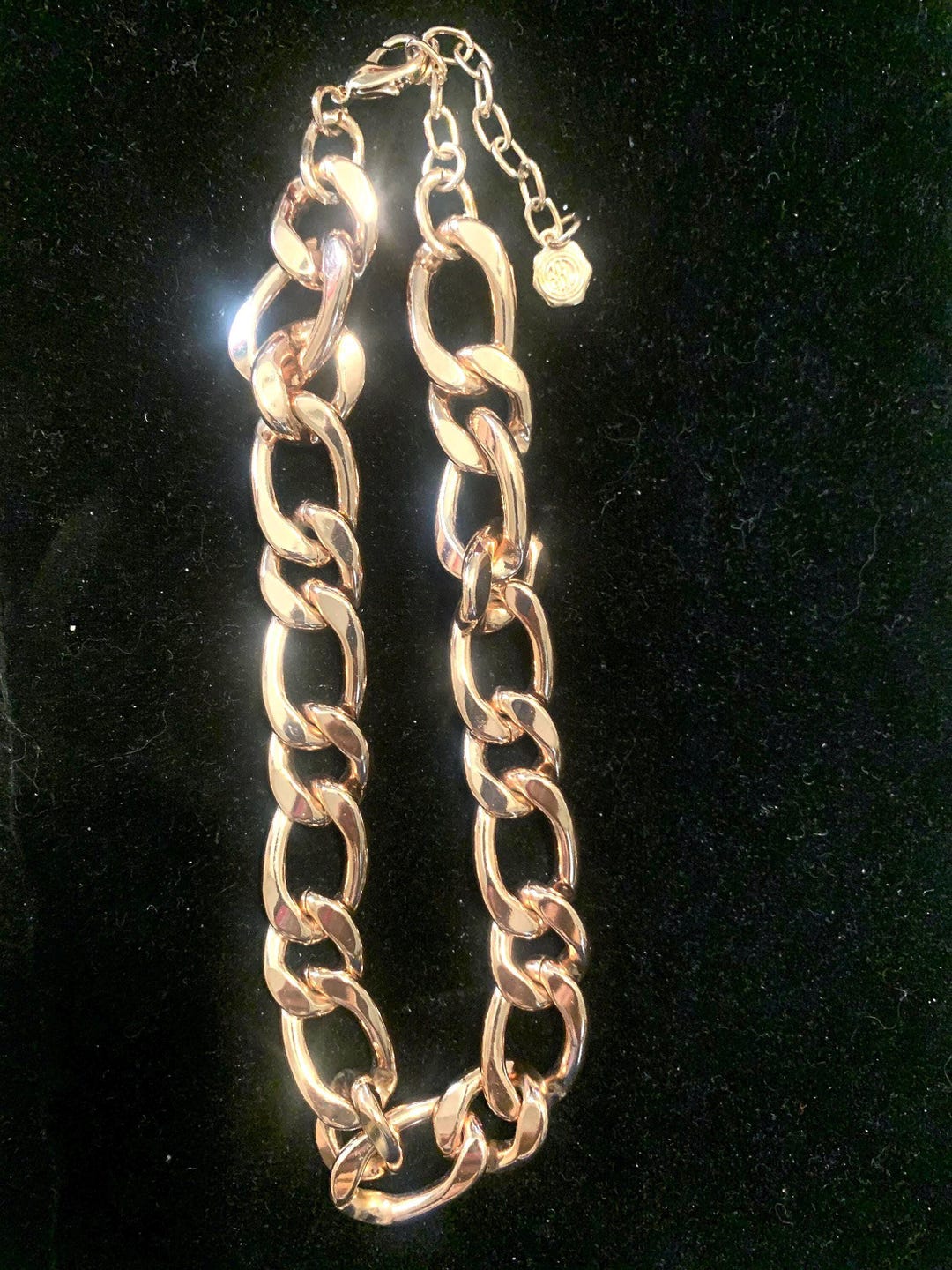 Vintage Signed GRAZIANO Rose Gold Tone Interlocking Chain Statement ...
