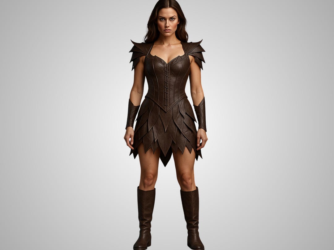 Handmade Leather Corset Kilt Set: Dark Brown Warrior Cosplay Outfit ...