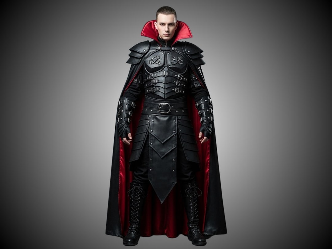 Leather Vampire Cosplay Set: Gothic Armor, Kilt & Cloak - LARP ...