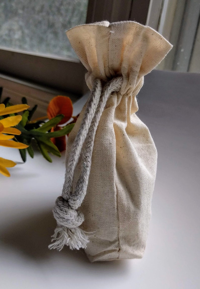 Natural Cotton Muslin Drawstring Bag, Flat Gusset Base Rope Cords ...