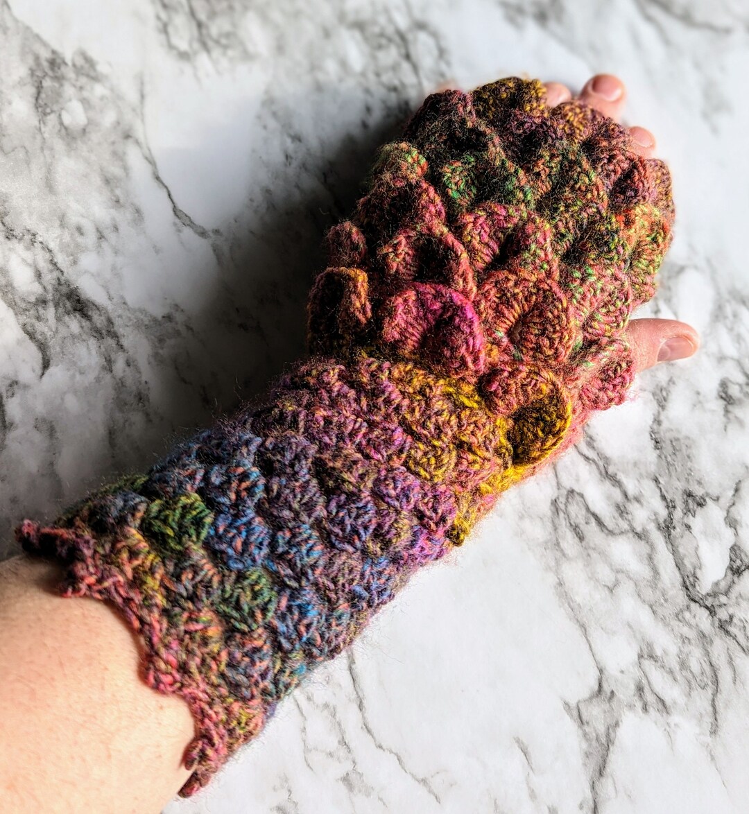 Dragon Scale Fingerless Gauntlets Gloves/mittens, Handmade Gift, Soft ...
