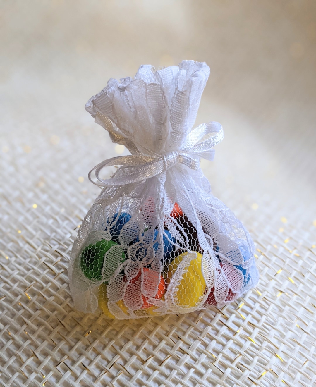 Floral Lace Drawstring Bag, White 3x3, Wedding Party Favor Bag, Gift ...