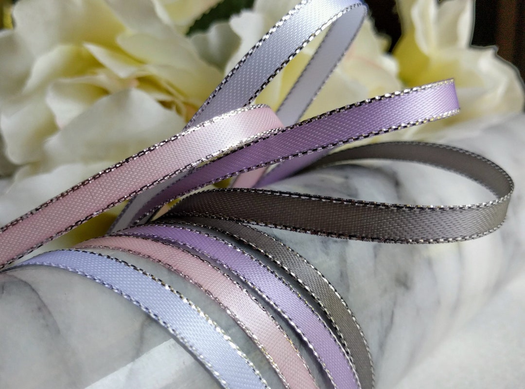 7 Yards: 1/4 In. Silver Metallic Edge Satin Double Faced - Etsy