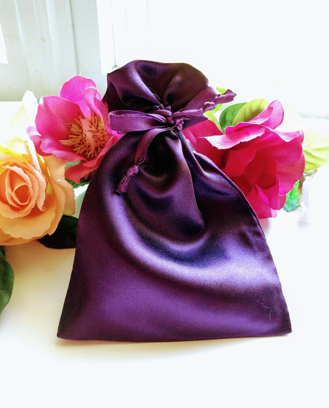 Satin Drawstring Bag Eggplant Purple Violet, 2x1.5, 3x2.75, 4x4.5, or ...