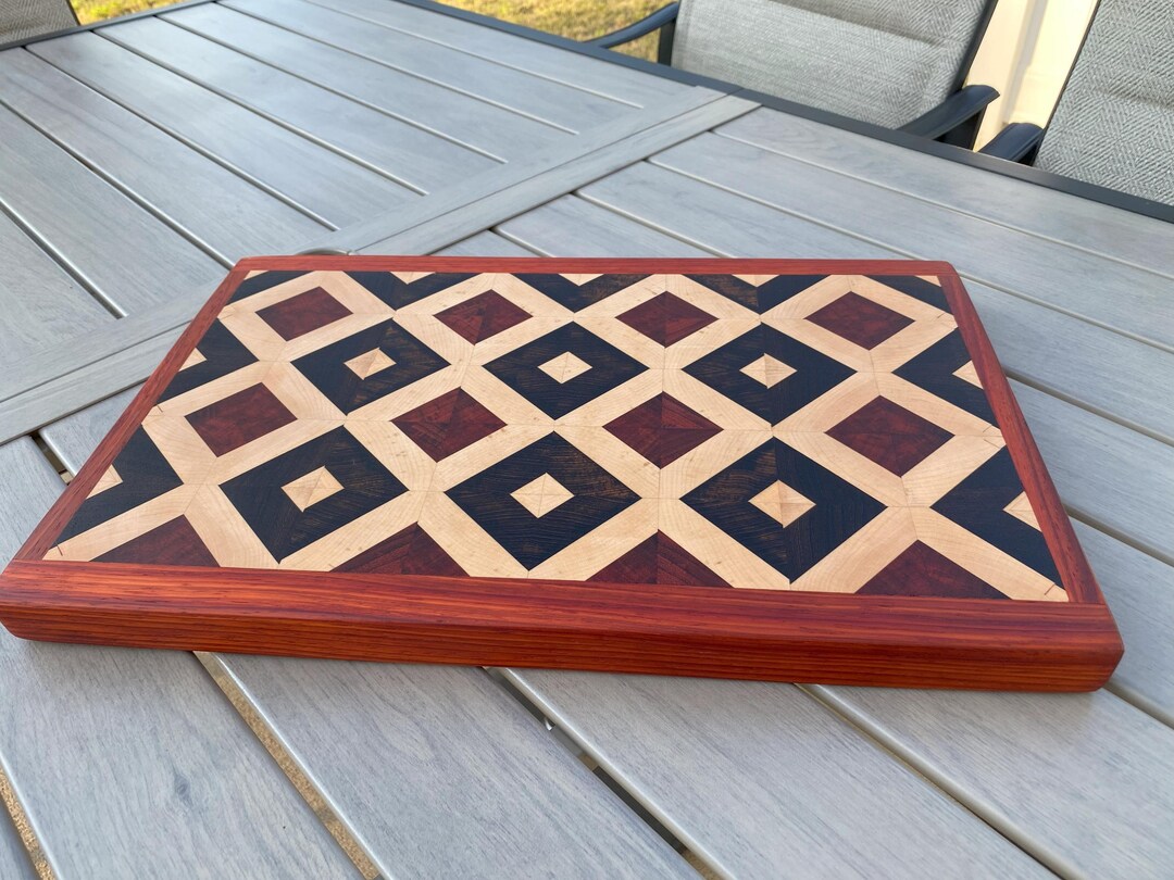 Geometric End Grain Cutting Board: Wenge, Maple, Padauk Butcher Block ...