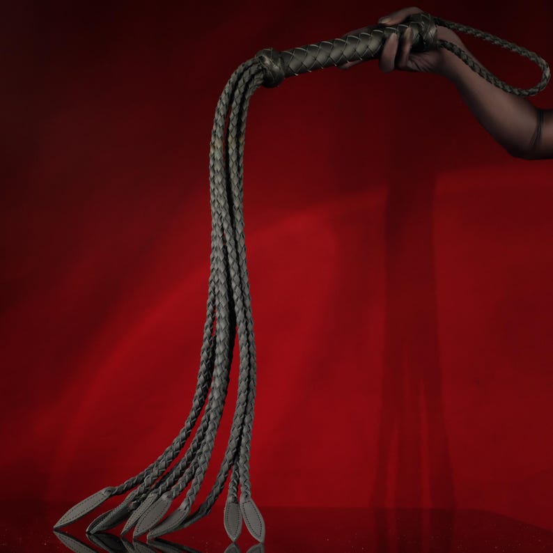 Black Genuine Leather Cat O Nine Tail Flogger 32in Heavy BDSM Whip ...
