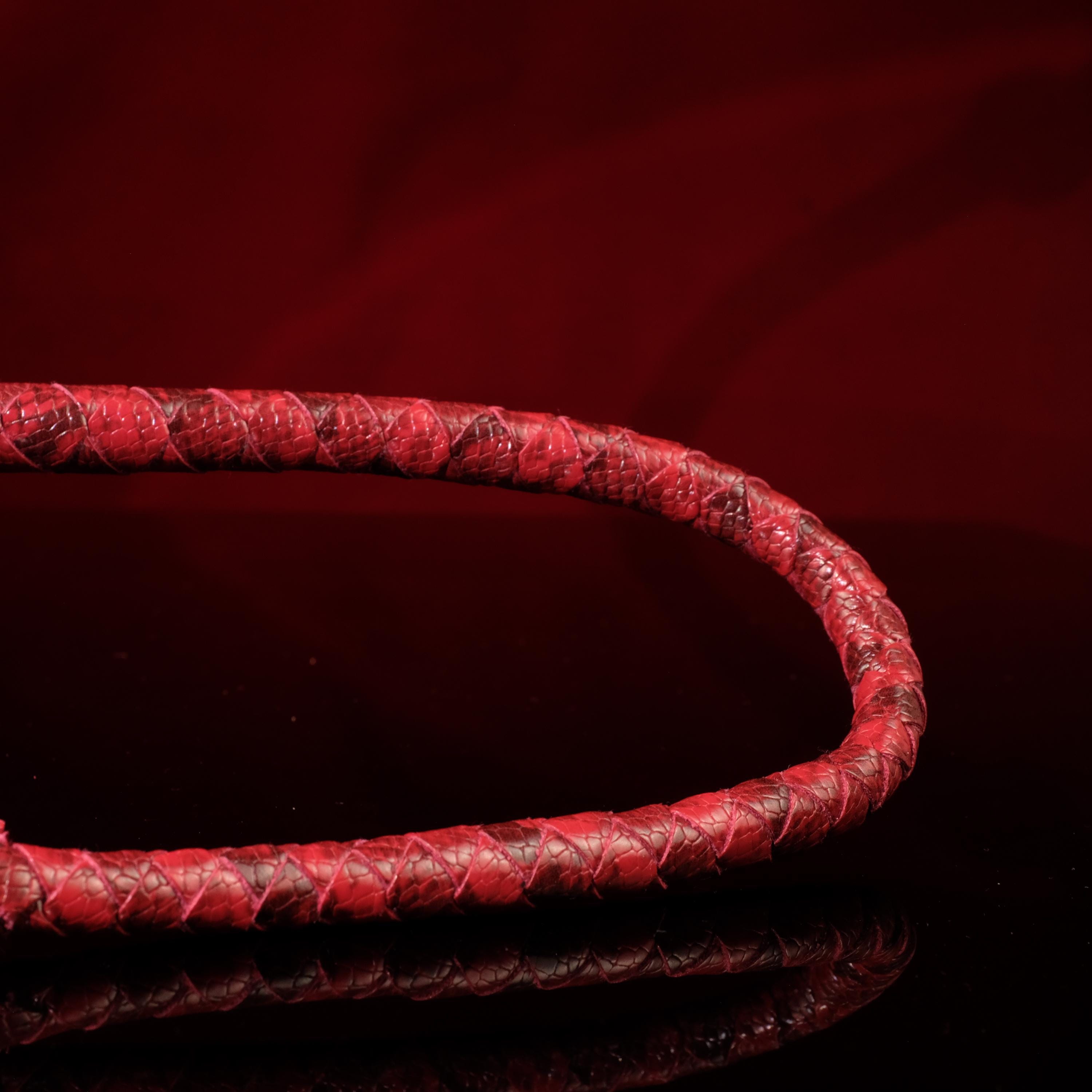 Leather Dragontail BDSM Whip Dark Red Snakeskin Spanking Impact Play ...