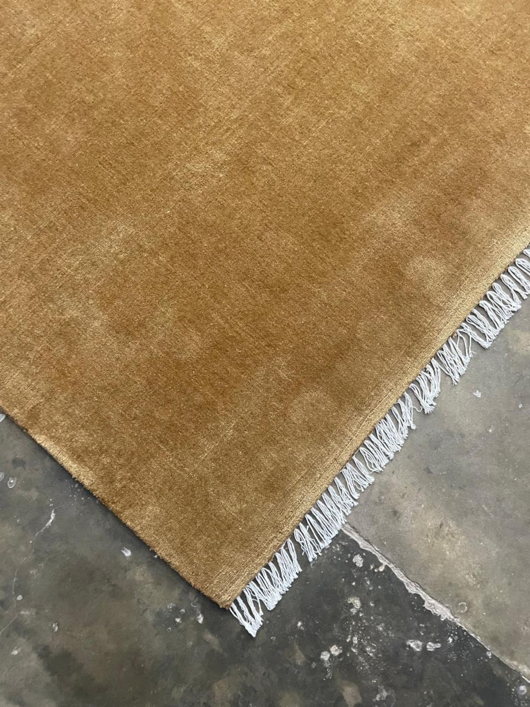 Hand Knotted Wool Rug – Camel Brown Minimalist Carpet | Custom Size ...