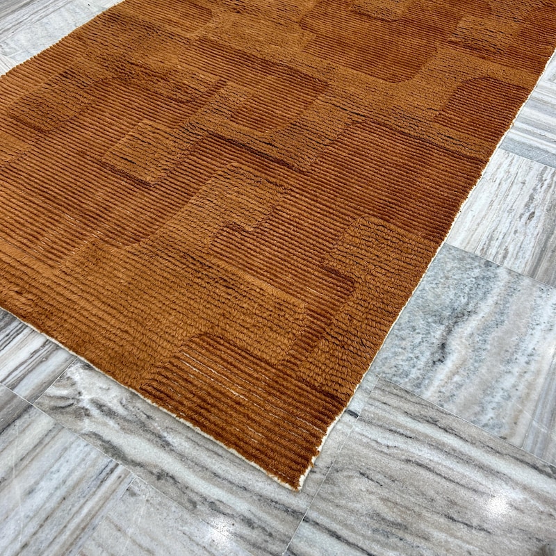 Rust Sculpted Area Rug - Etsy