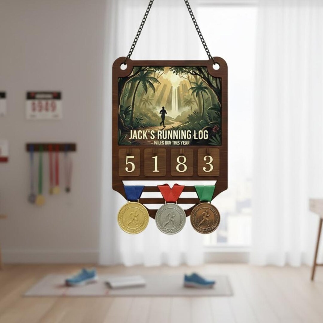 Personalized Running Miles Tracker Sign, Running Log Sign, Yearly ...