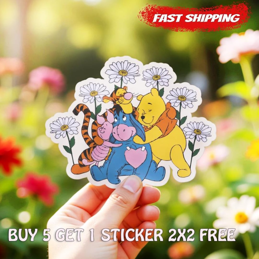 Pooh Friends Sticker, Magic Kingdom Family Trip Vinyl Decal, Cartoon ...