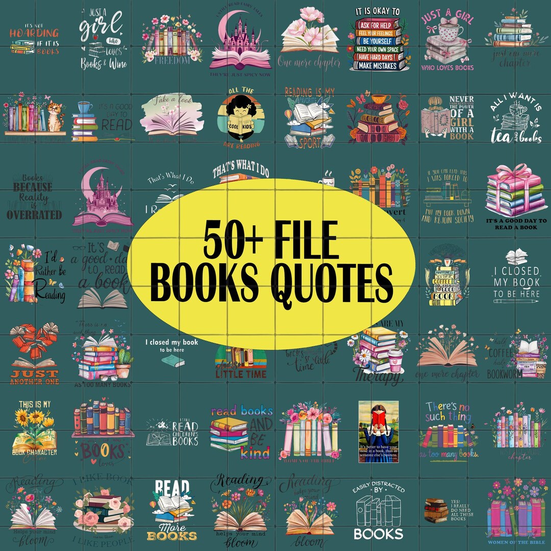 50+ File Books Quotes Bundle Png, Book Reading, Booktrovert Lover ...