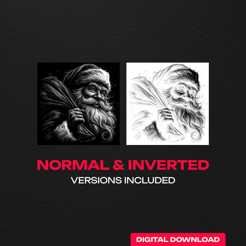 Santa Claus Laser Engraving PNG Bundle: Slate Coaster Designs (digital ...