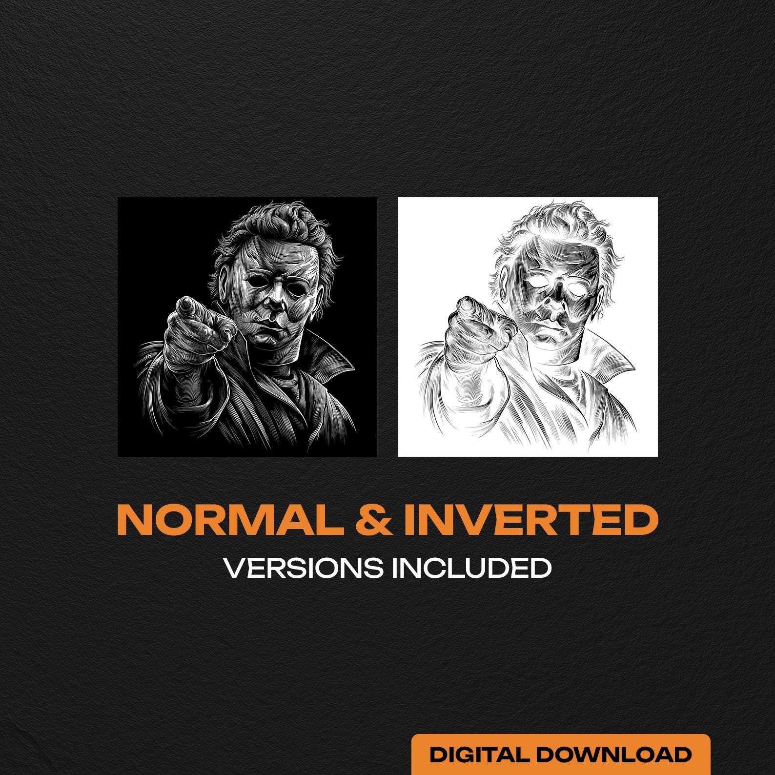 Halloween Horror Movie Characters Laser Engraving PNG Bundle: Slate ...