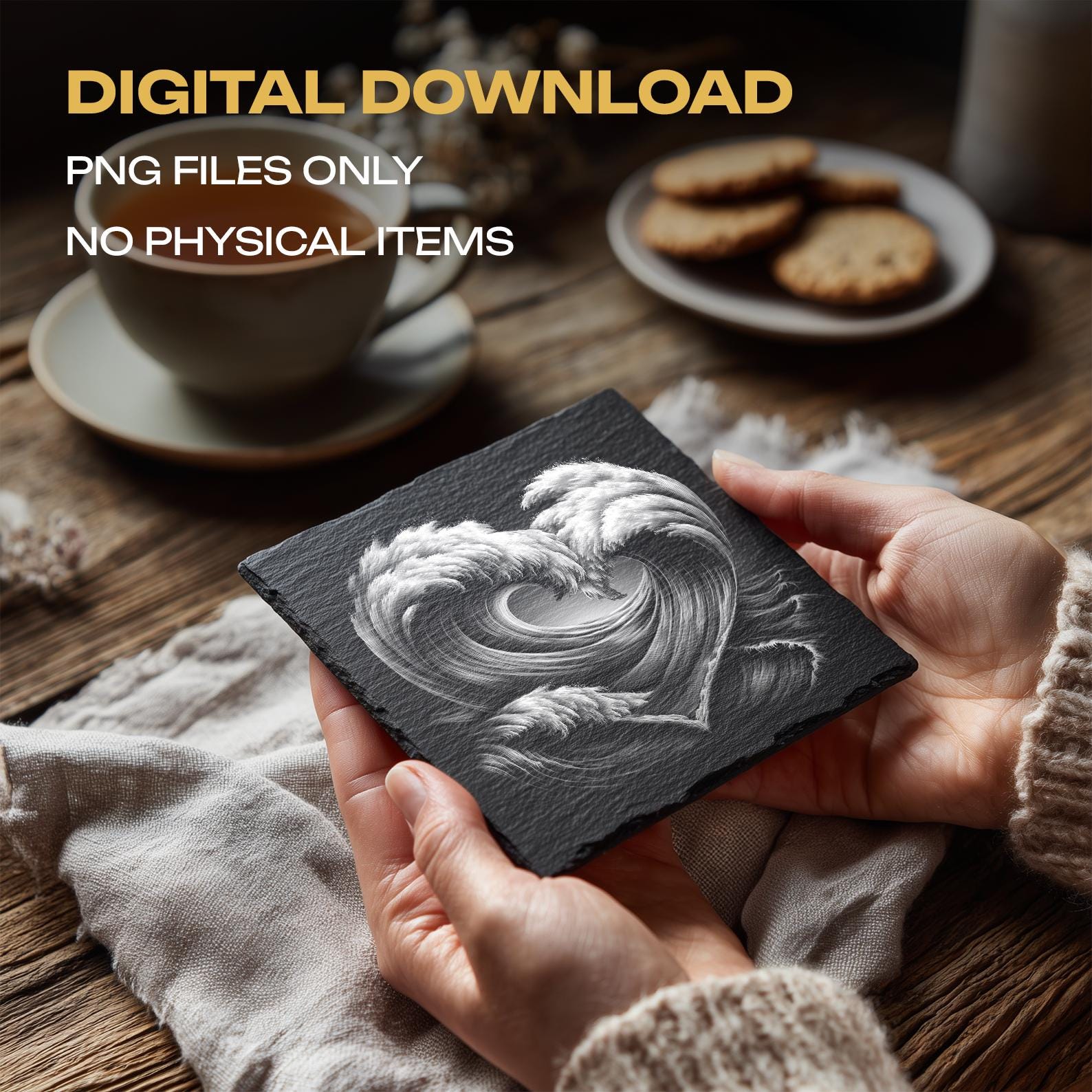 Heart-shaped Nature Scenes Laser Engraving PNG Bundle: Valentine Slate ...