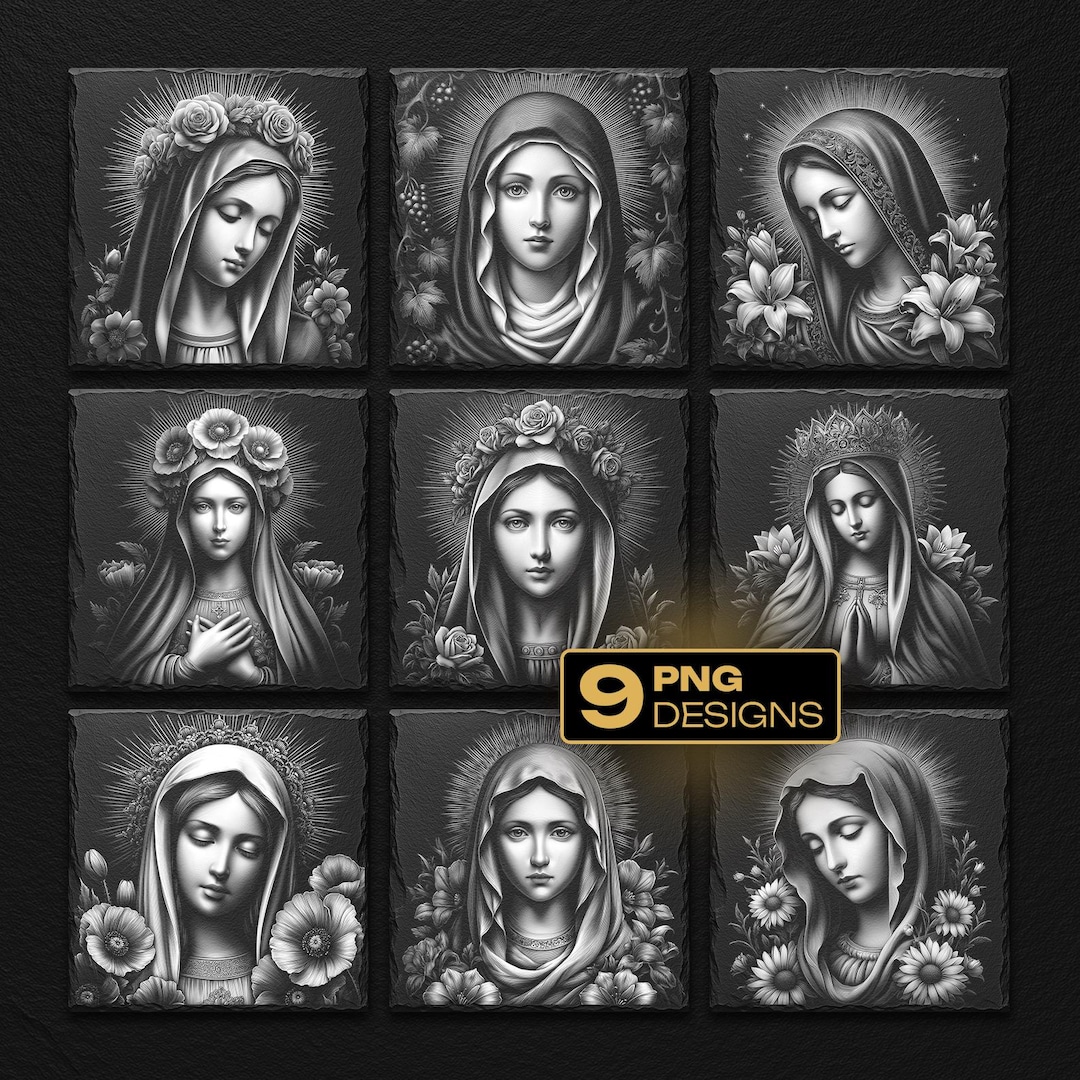 Mary, Mother of Jesus Slate Coasters PNG Bundle | Madonna Laser ...