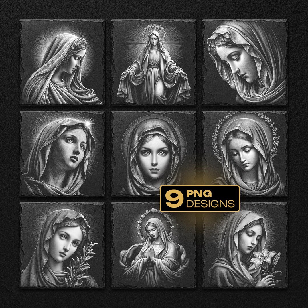 Mary, Mother of Jesus Slate Coasters PNG Bundle | Madonna Laser ...