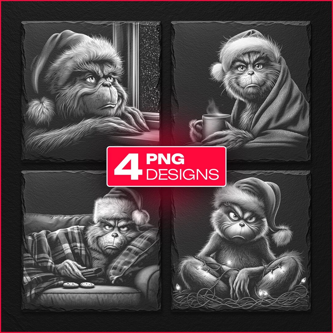 Christmas Grump Waiting for Christmas Laser Engraving PNG Bundle: Slate ...