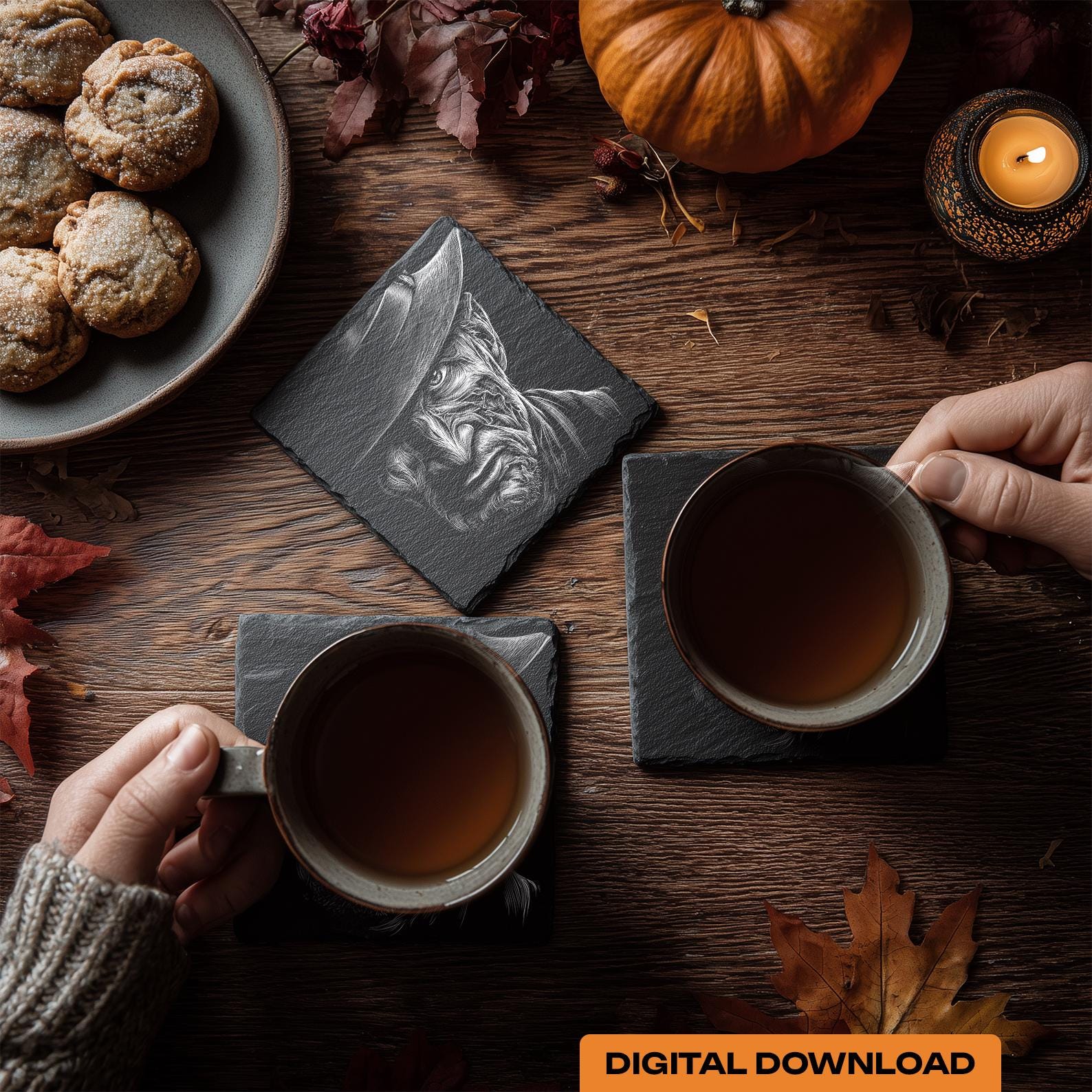 Halloween Horror Movie Faces Laser Engraving PNG Bundle: Slate Coaster ...