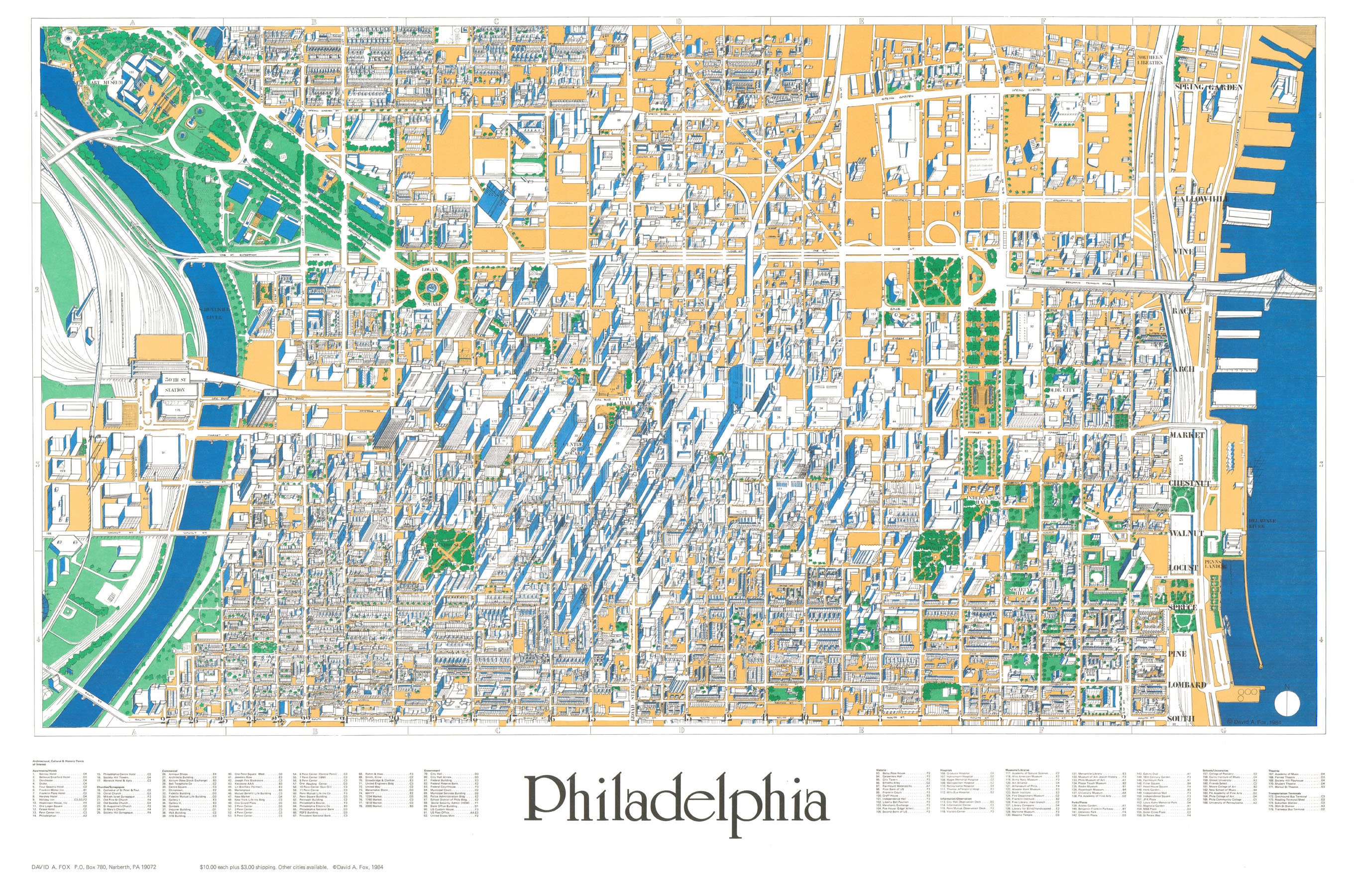 Historic Philadelphia Axonometric Historic Map 1981 - Etsy