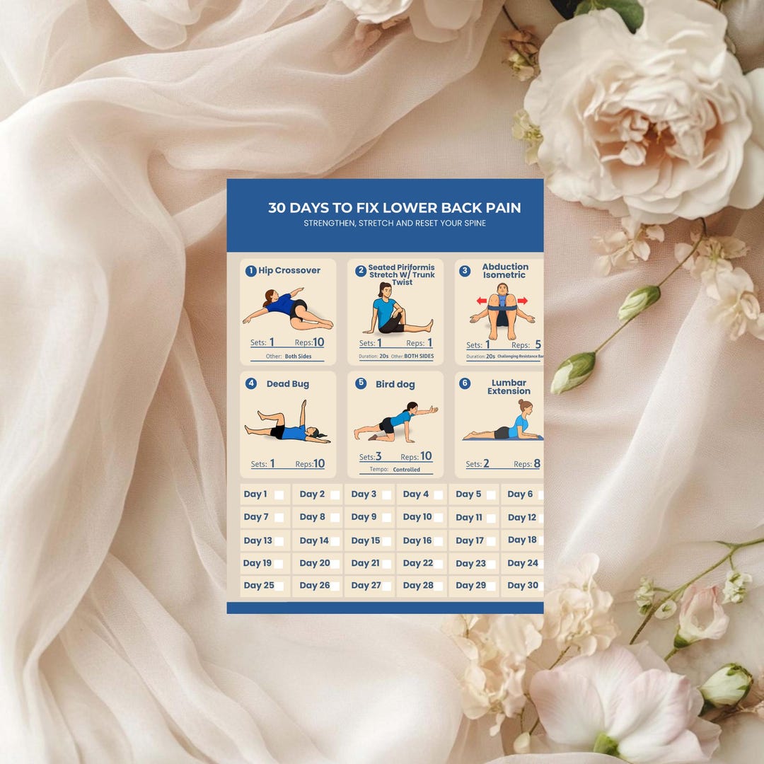 30 Days to Fix Lower Back Pain, Printable Exercise Plan, Digital ...