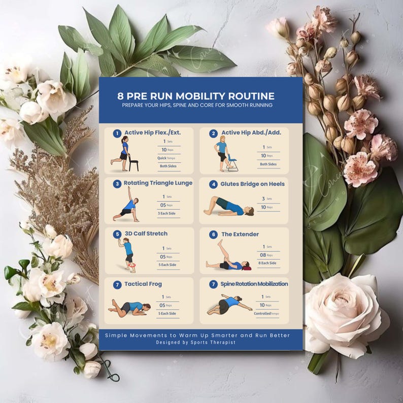 8 Pre-run Mobility Stretches Printable, Running Warm up Routine ...