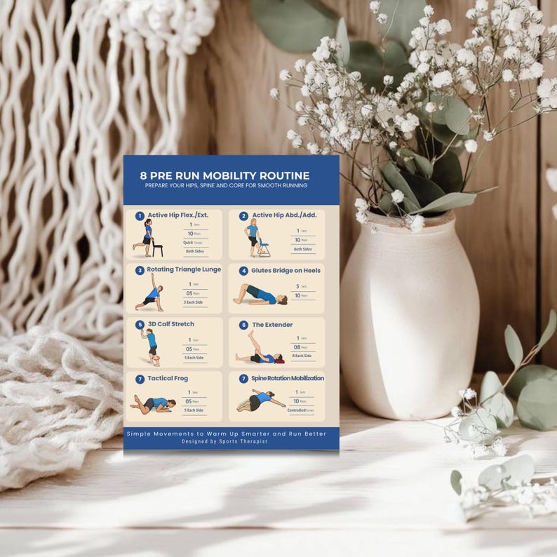 8 Pre-run Mobility Stretches Printable, Running Warm up Routine ...