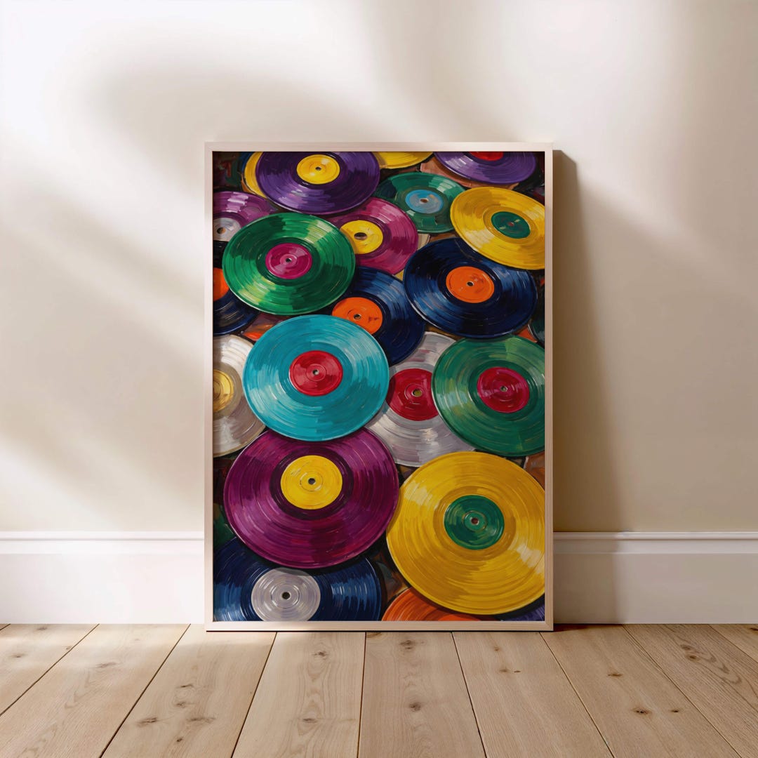 Colorful Vinyl Record Wall Art Retro Music Decor Pop Art Canvas DJ Gift ...