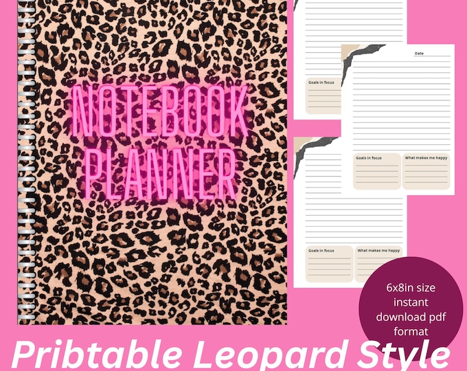 Printable Leopard Planner | 6x8 in Notebook PDF | Instant Download ...