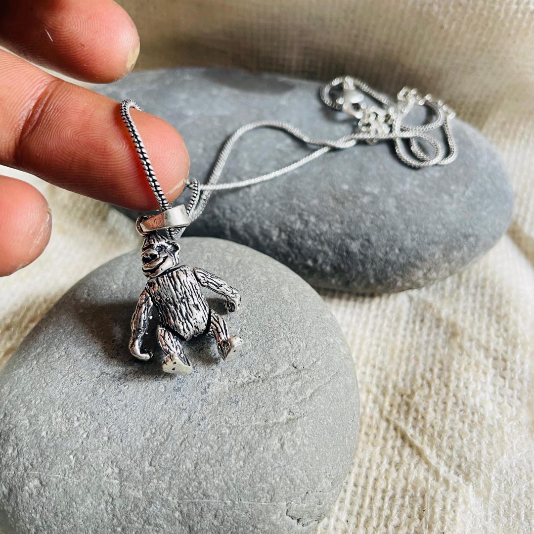 Silver Plated Bigfoot Pendant Necklace: Handmade Sasquatch Jewelry - Etsy
