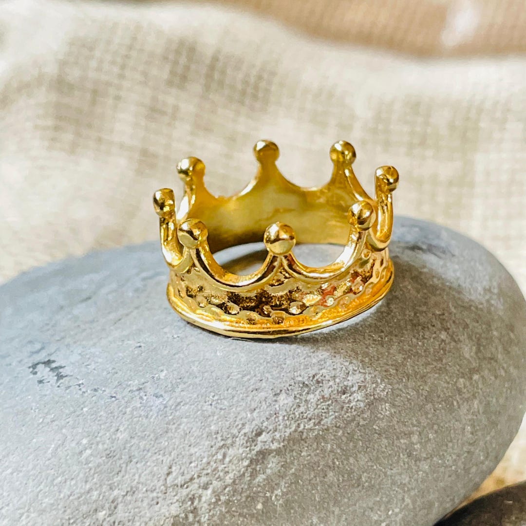 Gold Brass Crown Ring – Tiara Band With Rounded Points, Polished ...