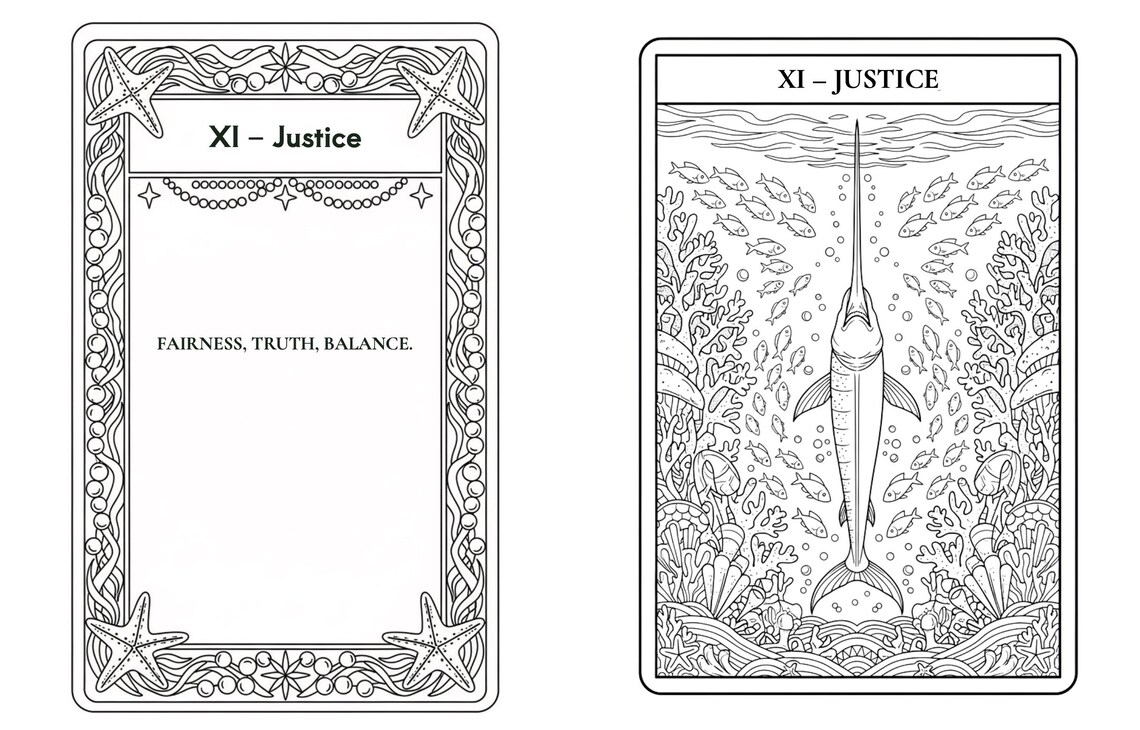 Ocean Tarot Coloring Book for Adults – 78 Sea Themed Designs - Etsy