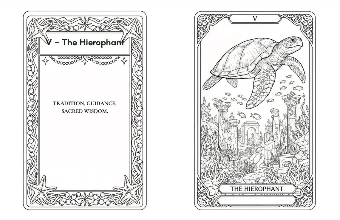 Ocean Tarot Coloring Book for Adults – 78 Sea Themed Designs - Etsy