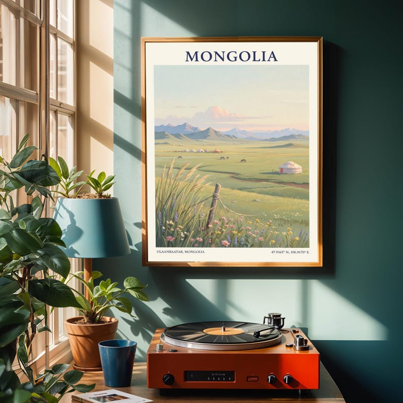 Mongolia Landscape Poster Wall Art Mongolian Vintage Print Decor - Etsy UK
