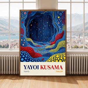 Yayoi Kusama Poster and Blue Dot Art in Kusama Style, Japanese ...