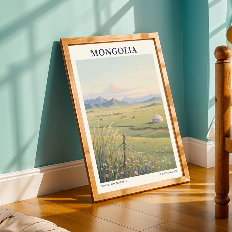 Mongolia Landscape Poster Wall Art Mongolian Vintage Print Decor - Etsy UK