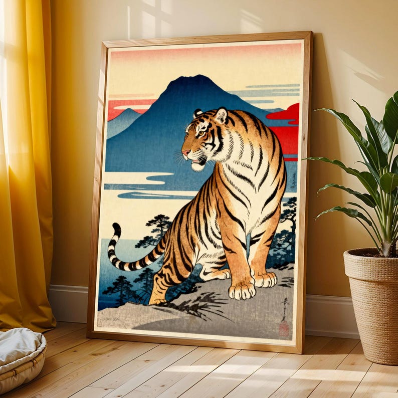 Japanese Tiger Poster Ukiyoe Woodblock Vintage Wall Art Print - Etsy