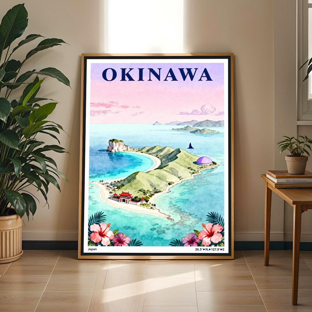 Okinawa Japan Map Art Print – Minimalist Island Travel Poster - Etsy