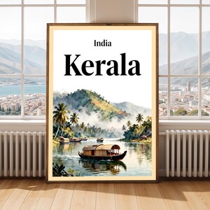 Kerala India Travel Poster Vintage Backwaters Wall Art Print - Etsy