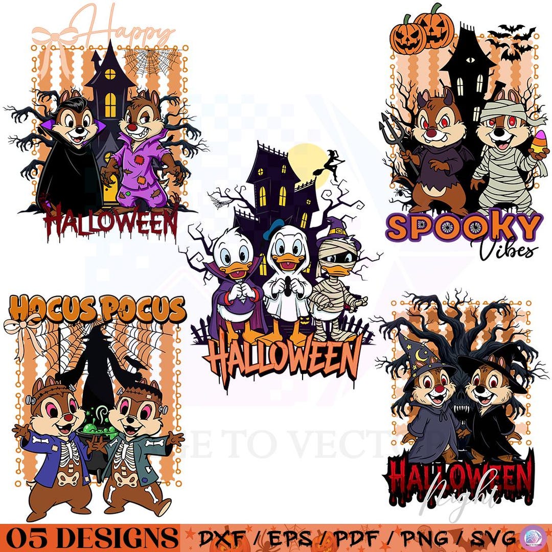 Retro Chip and Dale Halloween SVG Bundle: Huey, Dewey, Louie Vector Art ...