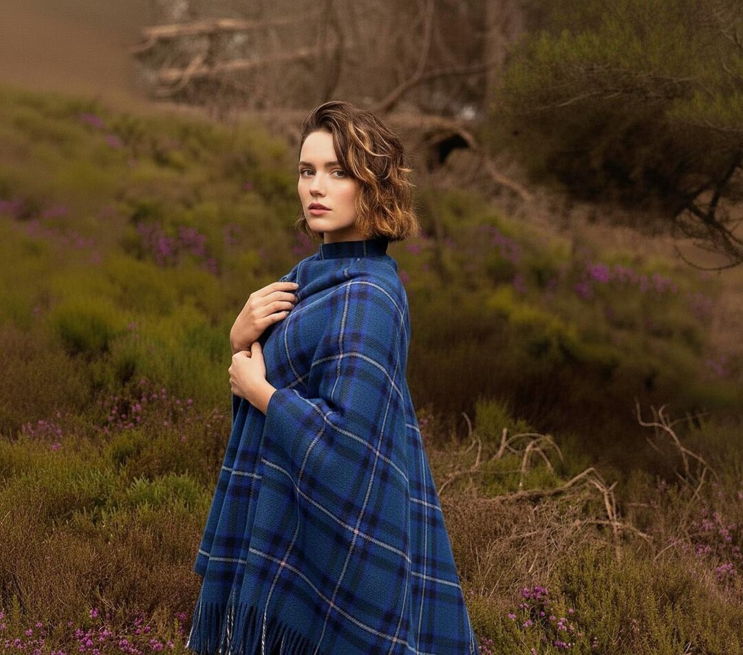 Handmade Women's Scottish Tartan Ruana Vintage Cape Poncho Shawl Wrap ...