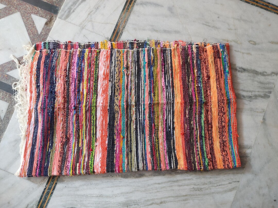 Denim Chindi Rag Rug, Handwoven Indian Rug - Etsy