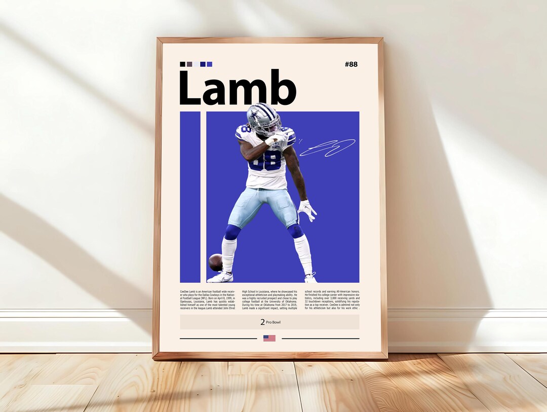 Ceedee Lamb Poster, Dallas Cowboys Print, NFL Poster, Sports Poster ...