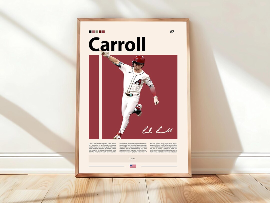Corbin Carroll Poster, Arizona Diamondbacks Print, MLB Wall Art ...